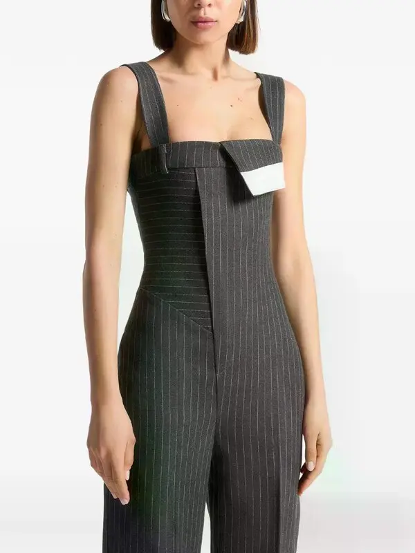 Manière De Voir Camille Detachable Straps Pinstripe Jumpsuit