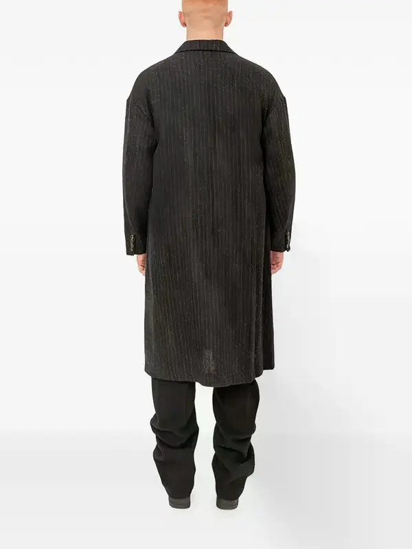 DEVOA Striped Wool Single-breasted Coat