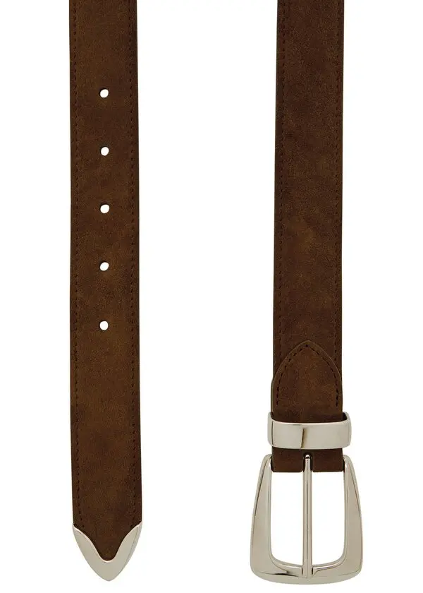 Khaite Benny Suede Belt - Brown