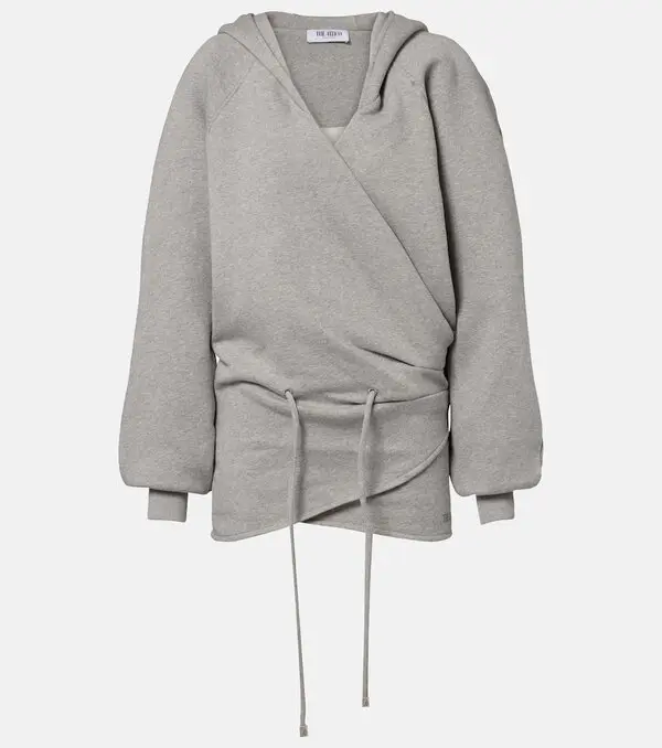 Attico Cotton Jersey Hooded Sweatshirt Dress - Grey