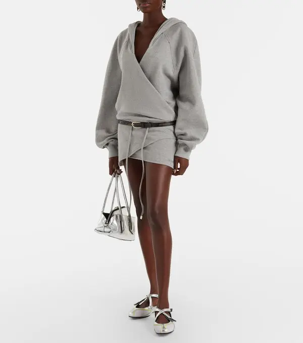 Attico Cotton Jersey Sweatshirt Dress - Grey