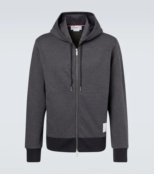 Thom Browne 4-bar Cotton Jersey Zip-up Hoodie