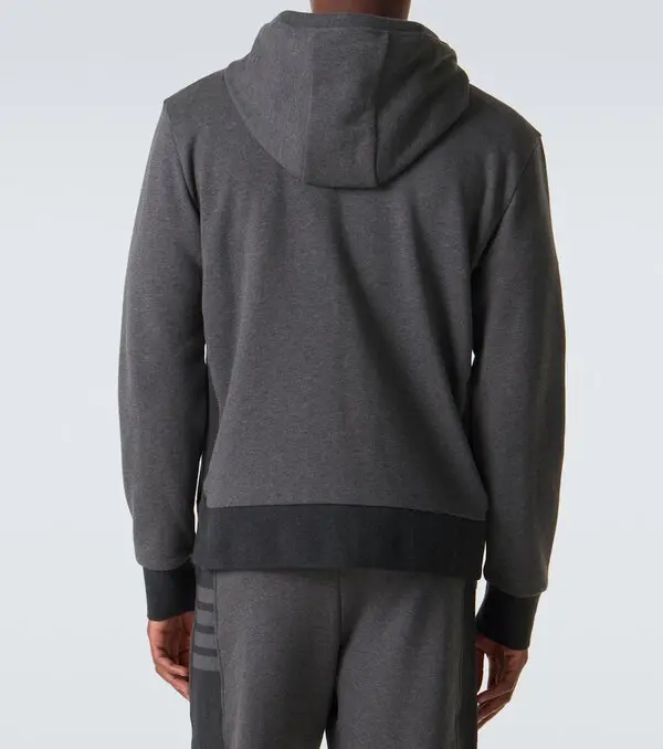 Thom Browne 4-bar Cotton Jersey Zip-up Hoodie