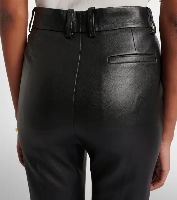 JOSEPH Tafira Mid-rise Leather Flared Trousers - Black