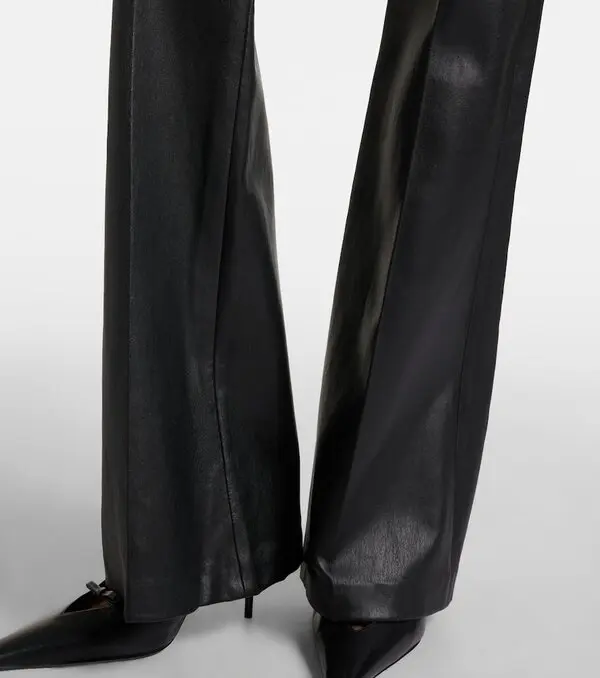 JOSEPH Tafira Mid-rise Leather Flared Trousers - Black