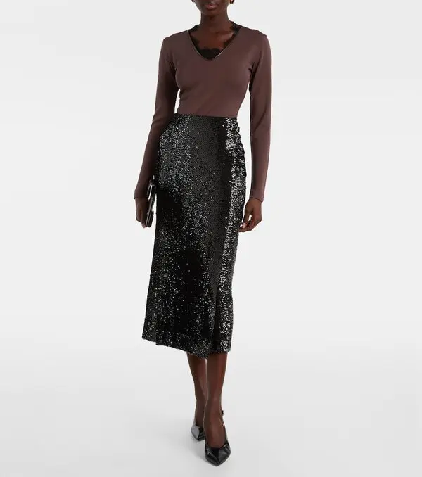 JACQUES WEI Lace-trimmed Long-sleeved Bodysuit