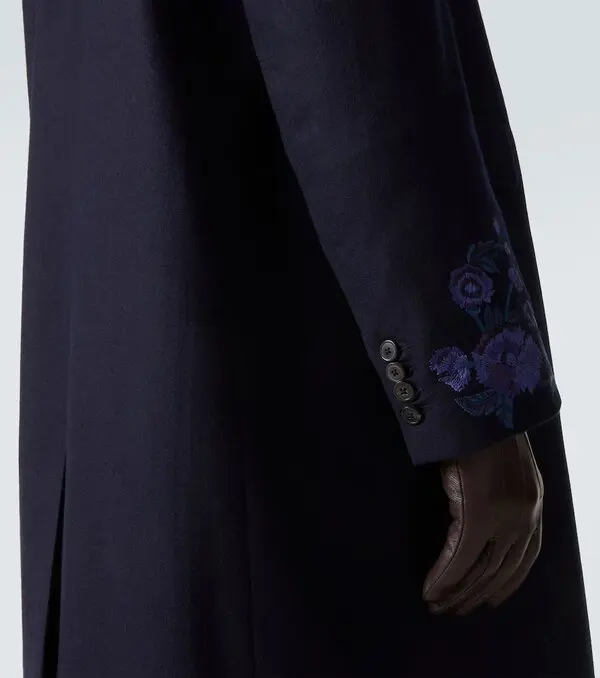 Dries Van Noten Floral Embroidered Double-breasted Wool Coat