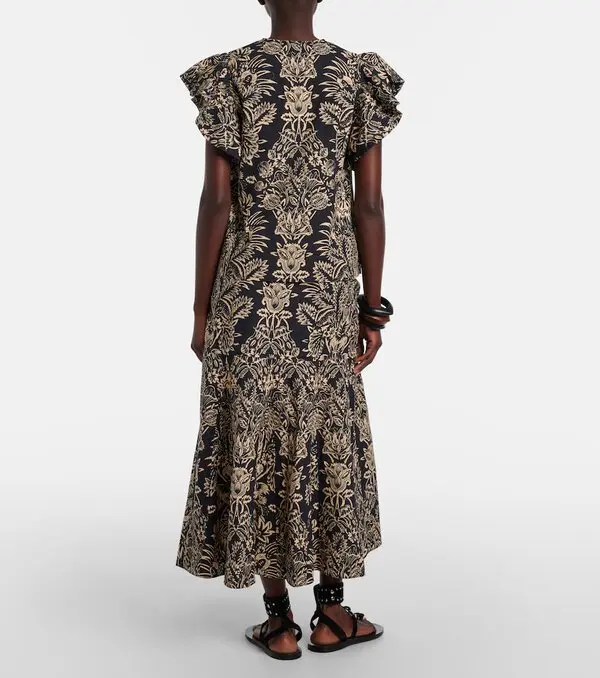 Ulla Johnson Clarisse Printed Cotton Poplin Midi Skirt
