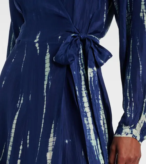 Anna Kosturova Tie-dye Silk Wrap Maxi Dress