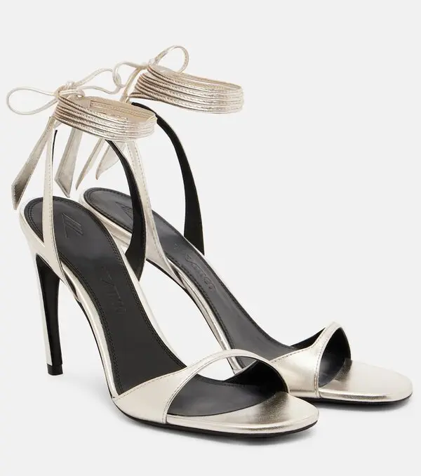 Attico Metallic Leather Slingback Sandals - Silver