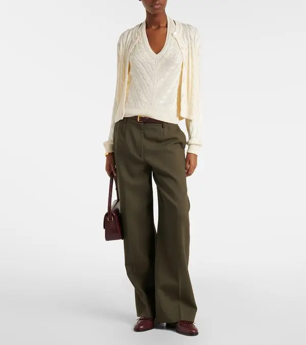 Ralph Lauren Cable-knit Halterneck Silk Top - White