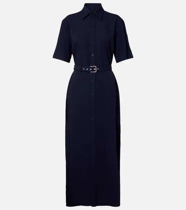 Ralph Lauren Belted Wool Midi Dress - Blue