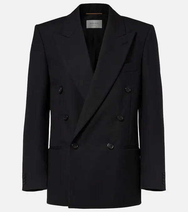 Saint Laurent Double-breasted Wool Blazer - Black