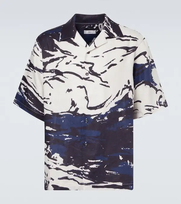 Commas Printed Linen Bowling Shirt - Multicoloured
