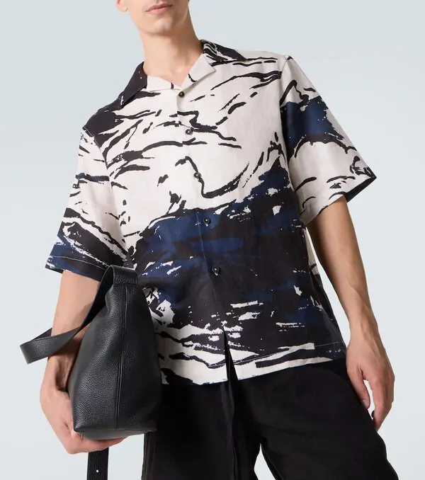 Commas Printed Linen Bowling Shirt - Multicoloured