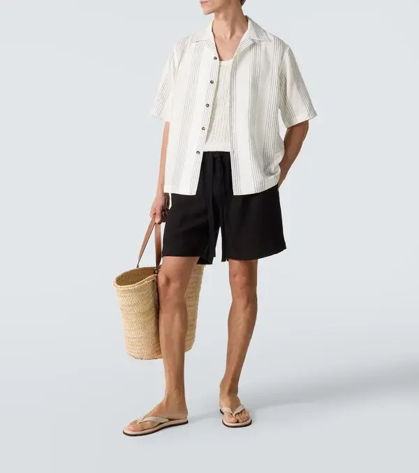 Commas Textured Striped Cotton Bowling Shirt
