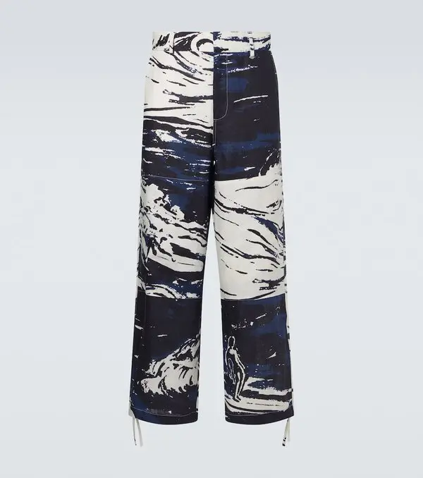 Commas Printed Linen Straight Leg Trousers