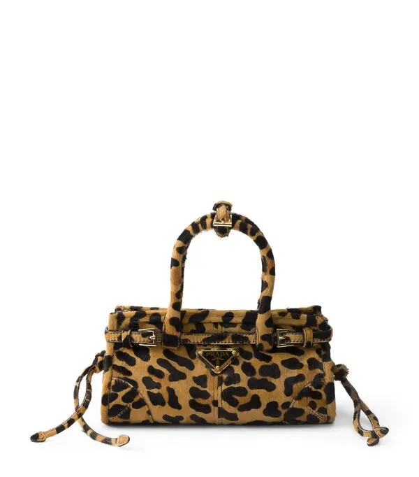 Prada Mini Leather Printed Bonnie Shoulder Bag - Neutral