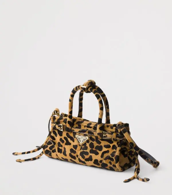 Prada Mini Leather Printed Bonnie Shoulder Bag - Neutral