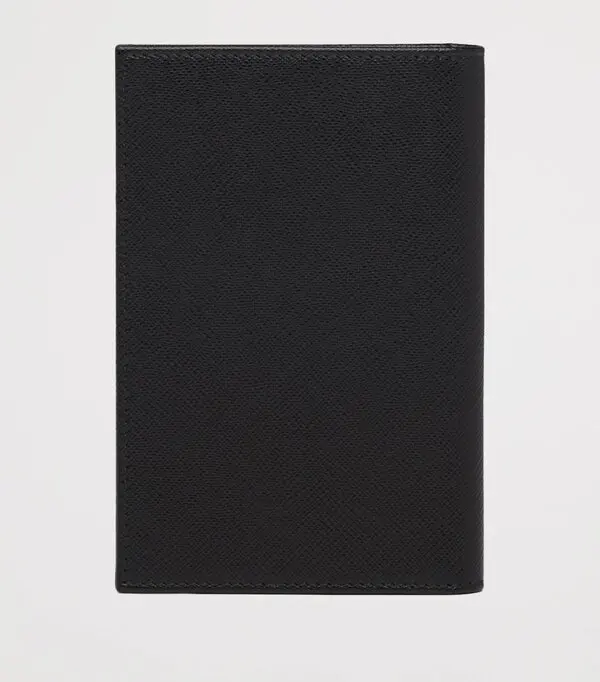 Prada Saffiano Leather Logo Passport Holder - Black