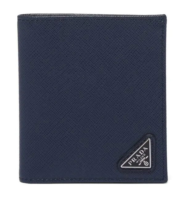 Prada Saffiano Leather Logo Wallet - Blue