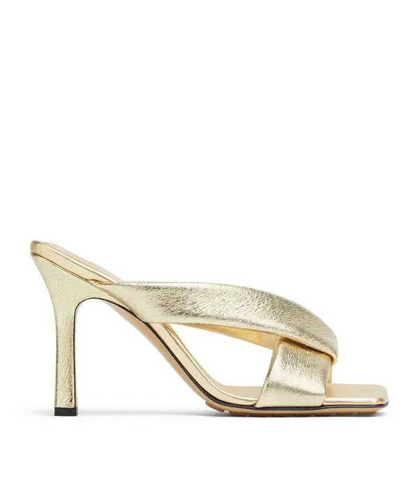 Bottega Veneta Riva Metallic Lambskin Heeled Mules