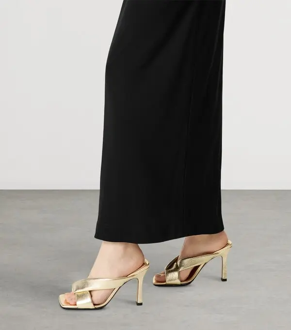 Bottega Veneta Riva Metallic Lambskin Heeled Mules
