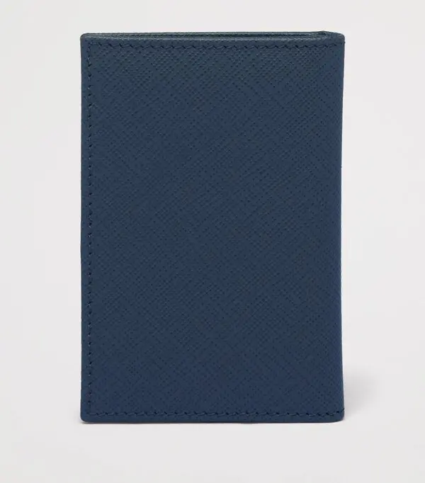 Prada Saffiano Leather Bi-fold Card Holder - Blue