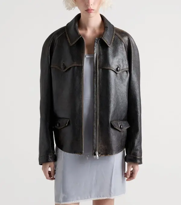 Prada Goatskin Collared Jacket