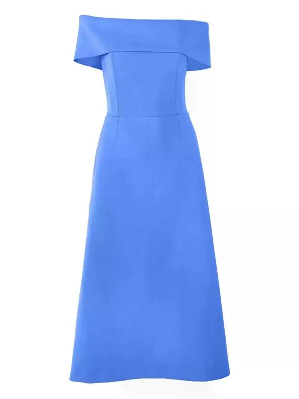 Carolina Herrera Off-shoulder A-line Midi Dress In Bi-stretch Wool
