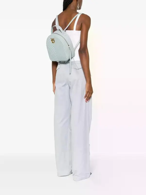 Pinko Love Quilted Leather Backpack - Grey