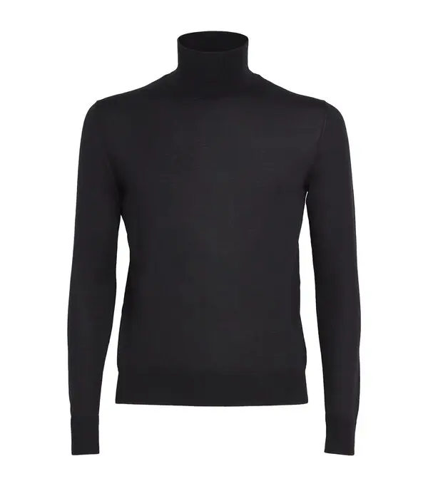 Isaia Wool-silk-cashmere Rollneck Sweater - Black