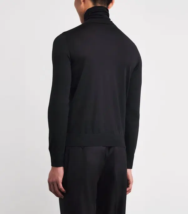 Isaia Wool-silk-cashmere Rollneck Sweater - Black