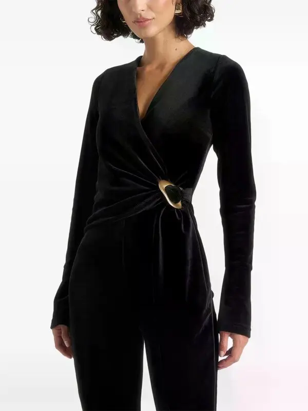 Manière De Voir Velour-effect Jumpsuit - Black