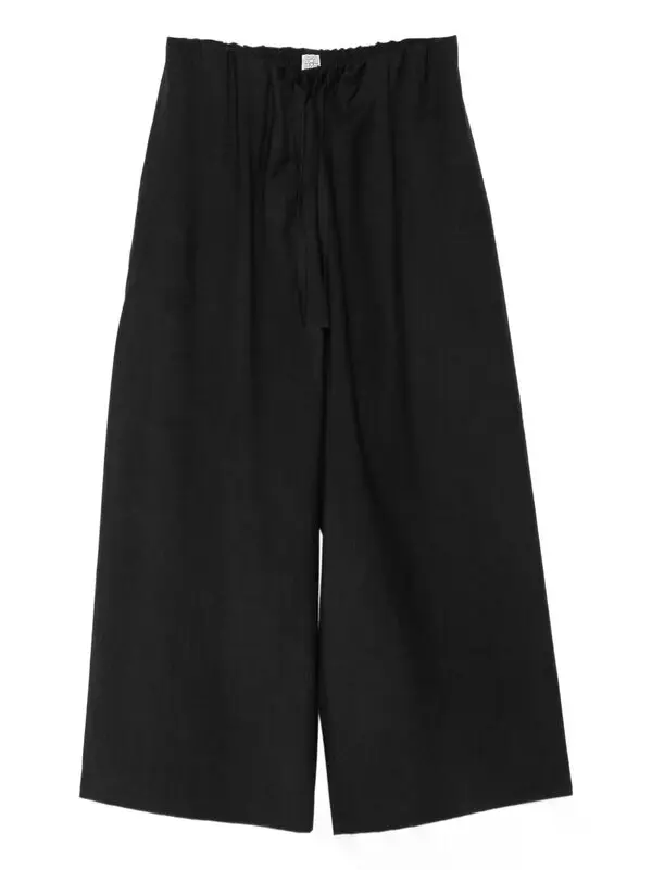 TOTEME Drawstring Waist Trousers In Dark Wool - Grey