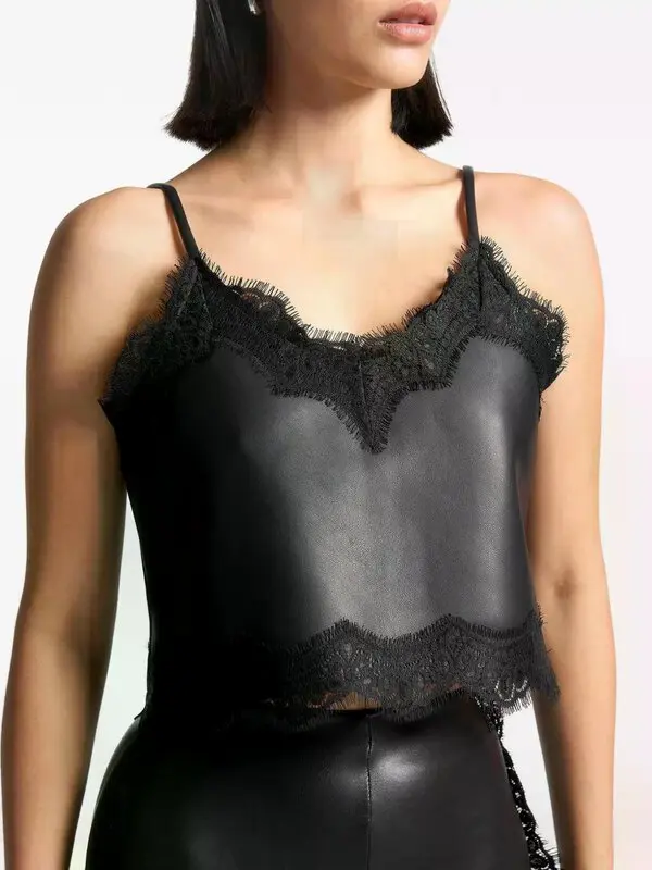 Manière De Voir Lace Trimmed Vegan Leather Camisole