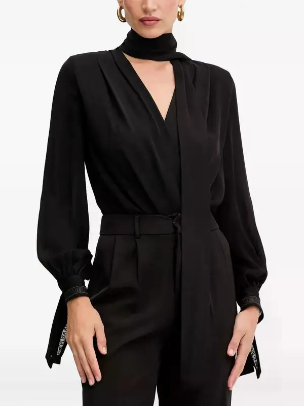 Elisabetta Franchi Tie Neck Long Sleeve Blouse - Black