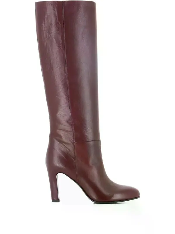 DEL CARLO Knee-high Leather Boots With Block Heel