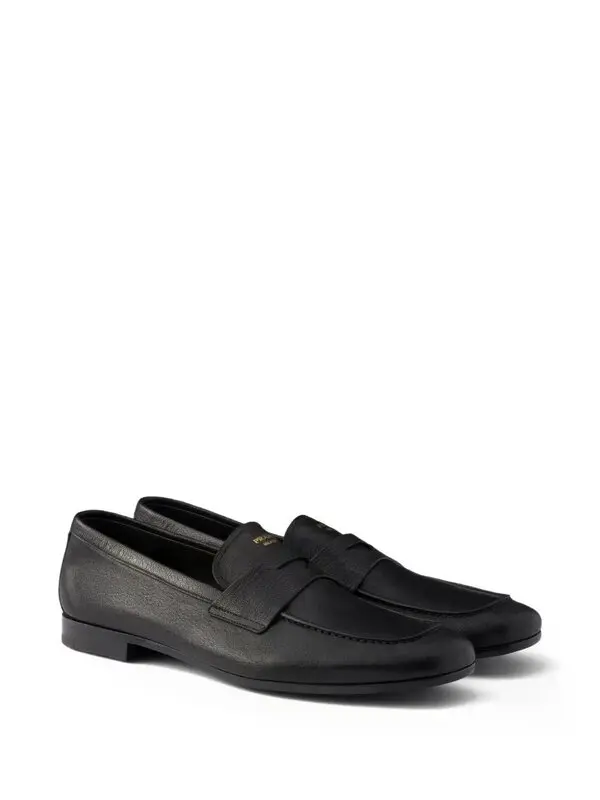 Prada Leather Band Logo Loafers