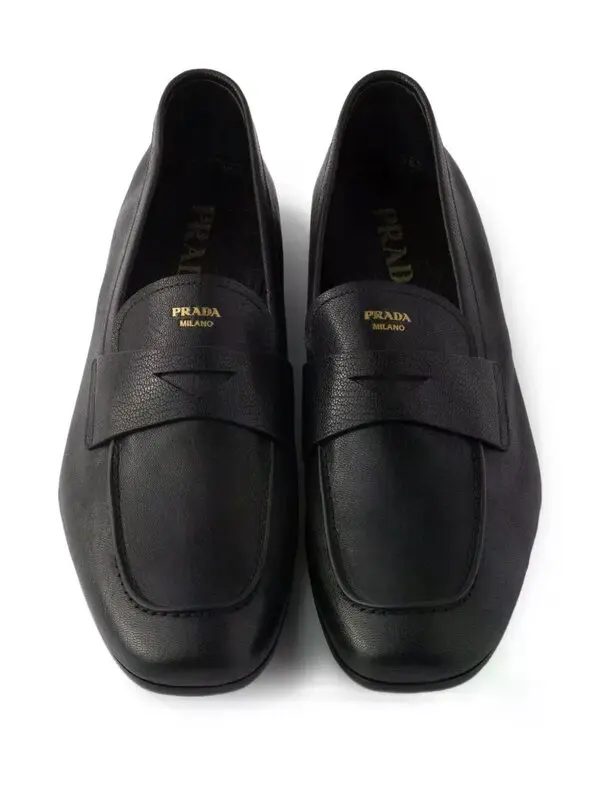Prada Leather Band Logo Loafers