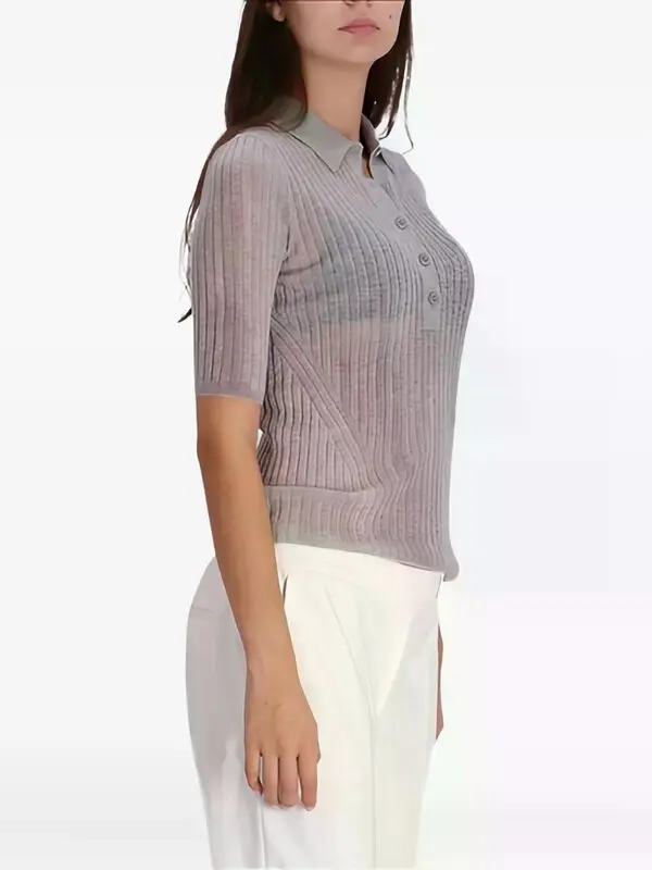 BOSS Ribbed Knit Button Polo Top