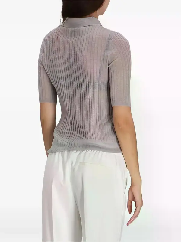 BOSS Ribbed Knit Button Polo Top