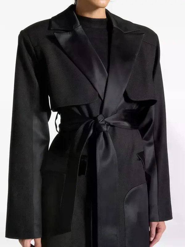 Manière De Voir Belted Satin Tailored Trench Coat