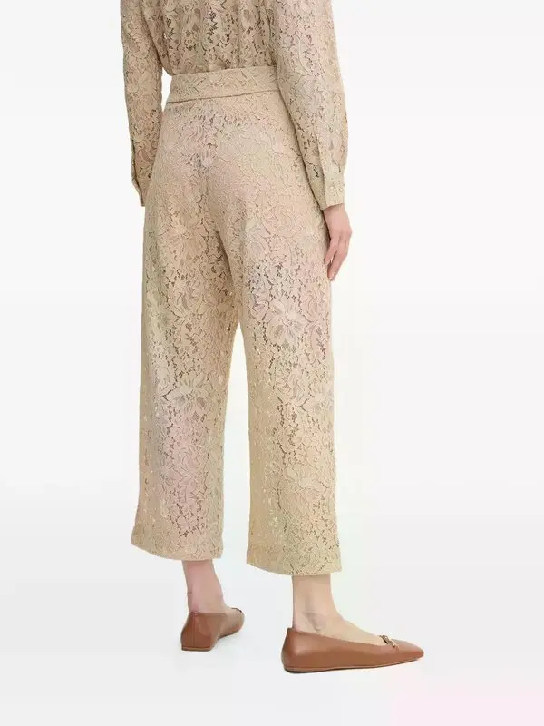 Dkny Beige Lace Detail Wide Leg Trousers