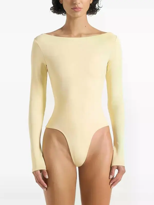 Manière De Voir Manère De Voir Boat Neck Long Sleeve Bodysuit - Yellow