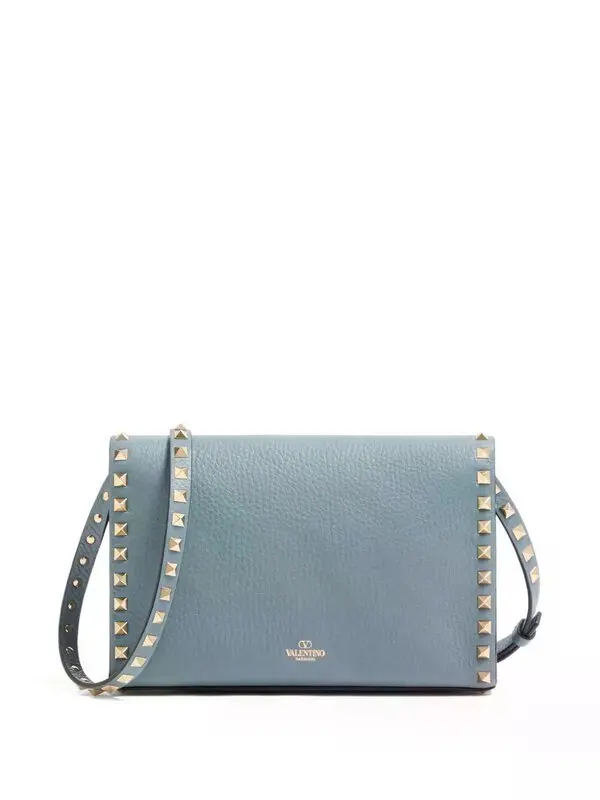 Valentino Garavani Small Rockstud Grained Leather Shoulder Bag - Blue
