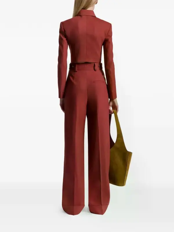 Alberta Ferretti Pleated Belted Trousers With Cuffed Hem