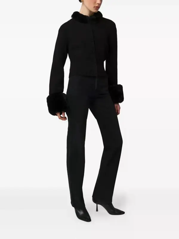 Apparis Rosa Faux Fur Trimmed Cardigan - Black