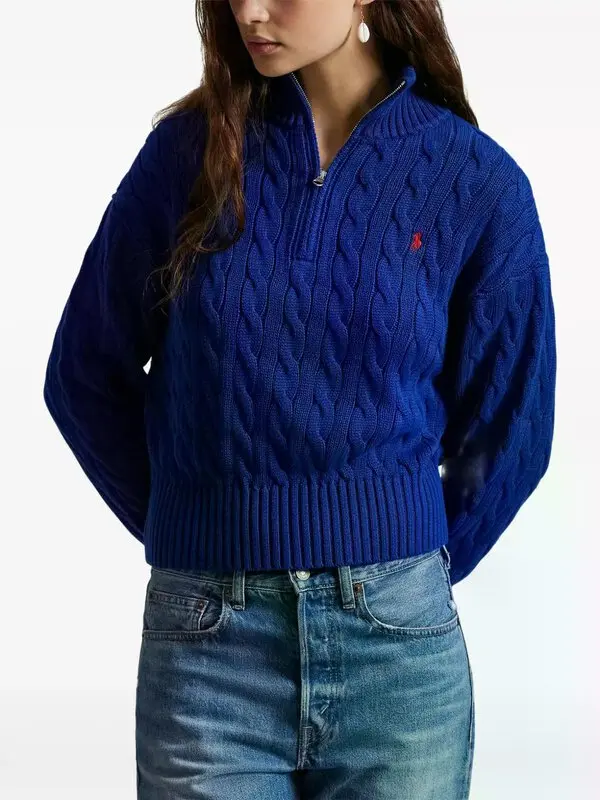 Polo Ralph Lauren Cable-knit Quarter-zip Sweater - Blue