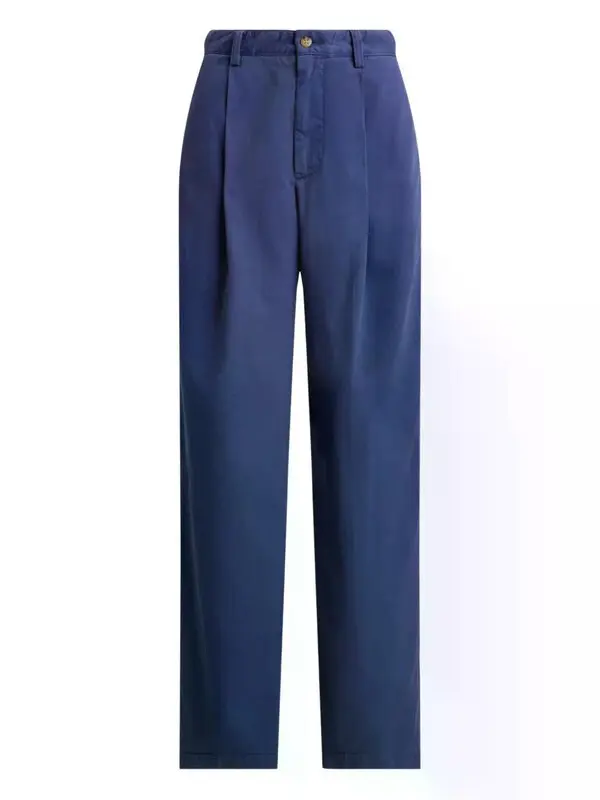 Polo Ralph Lauren Pleated Cotton-blend Trousers - Blue